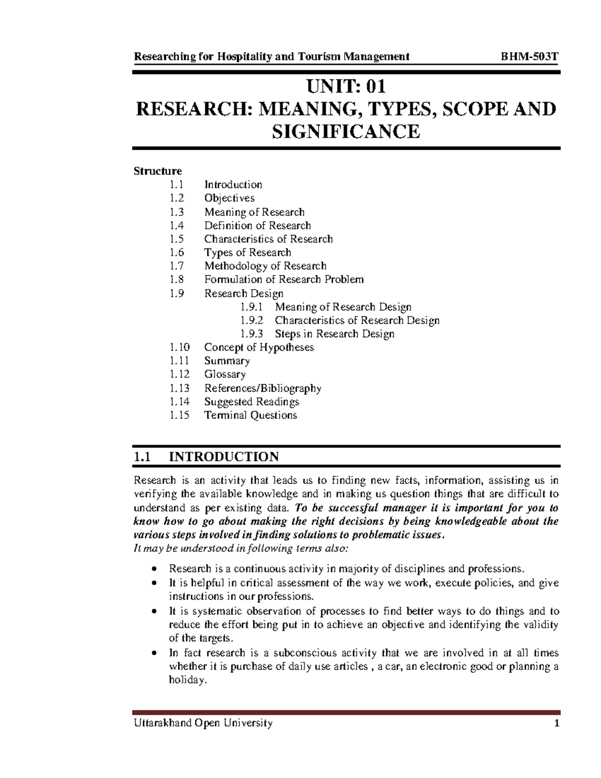 Summary and notes of research methodology by RM - UNIT: 01 RESEARCH ...