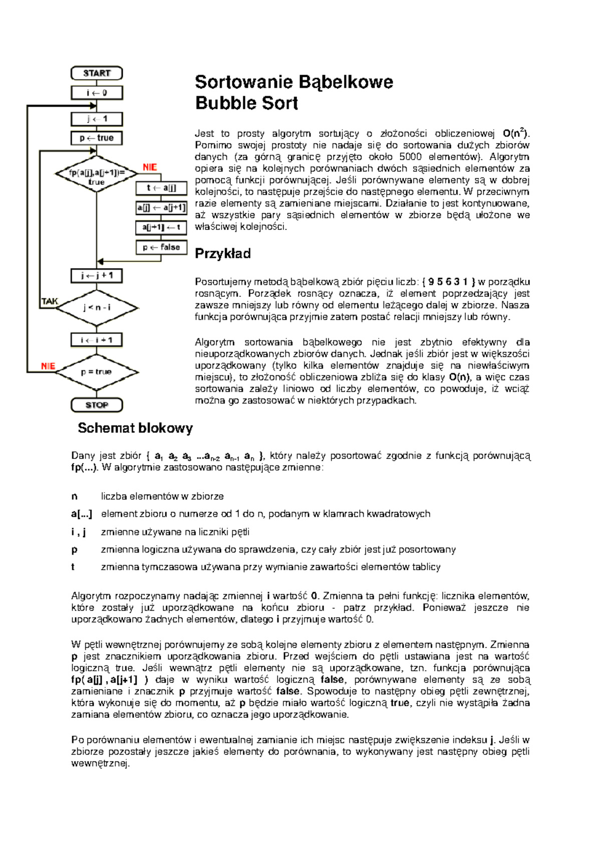 Algorytmy sortujace - Sortowanie Bąbelkowe Bubble Sort 2 Jest to prosty ...