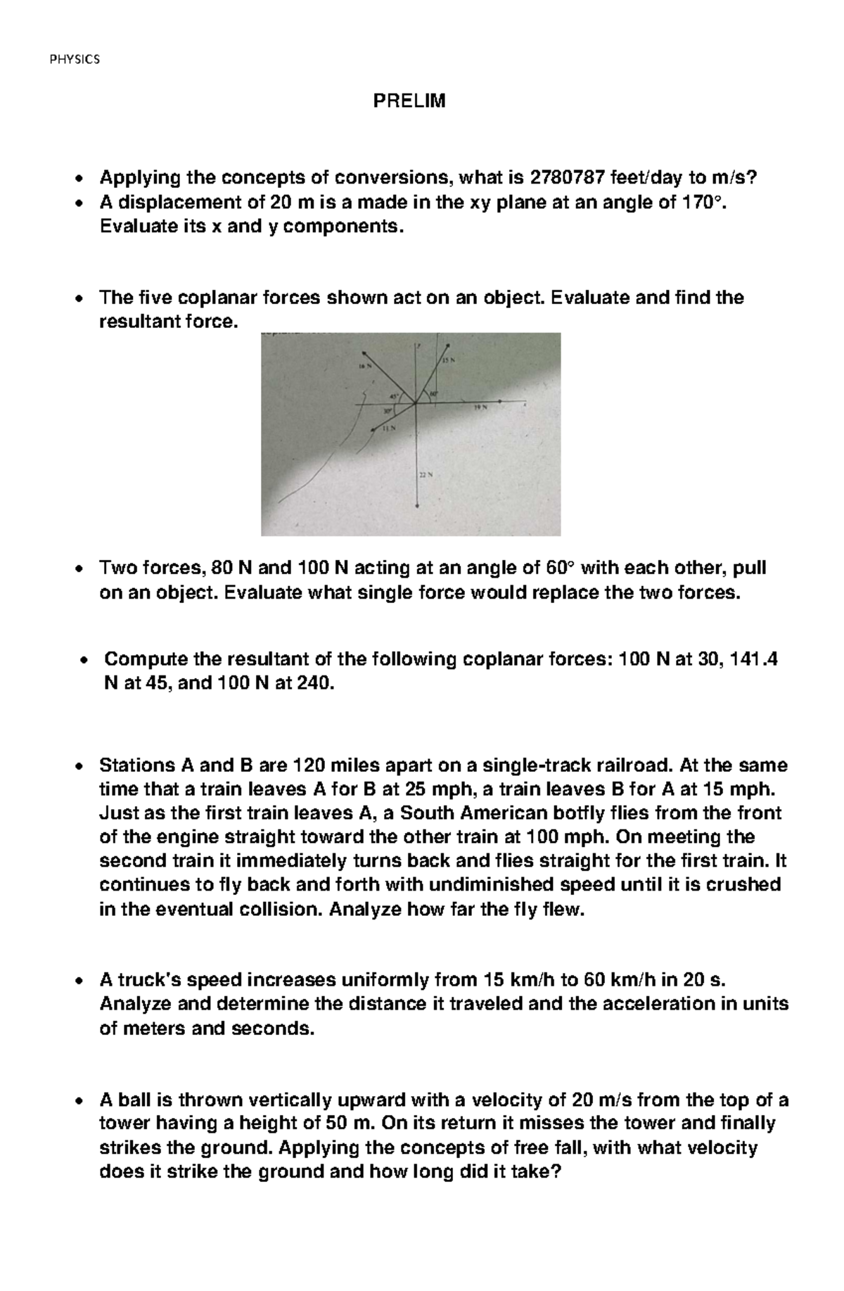 Physics - PHYSICS PRELIM Applying the concepts of conversions, what is ...