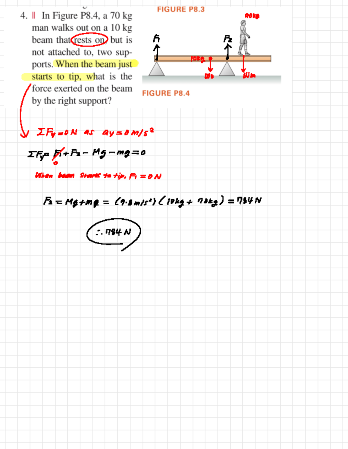Hw7 - kjll - 170 kg E ↑ 1 Okg . m ( √ IFy = ON asay = om / s 2 = F ☆ FR ...