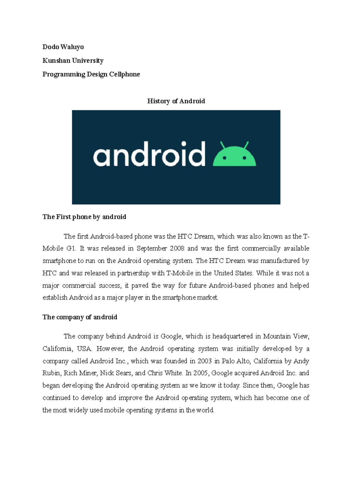 Dodo Waluyo Assignment Adroid - Dodo Waluyo Kunshan University ...