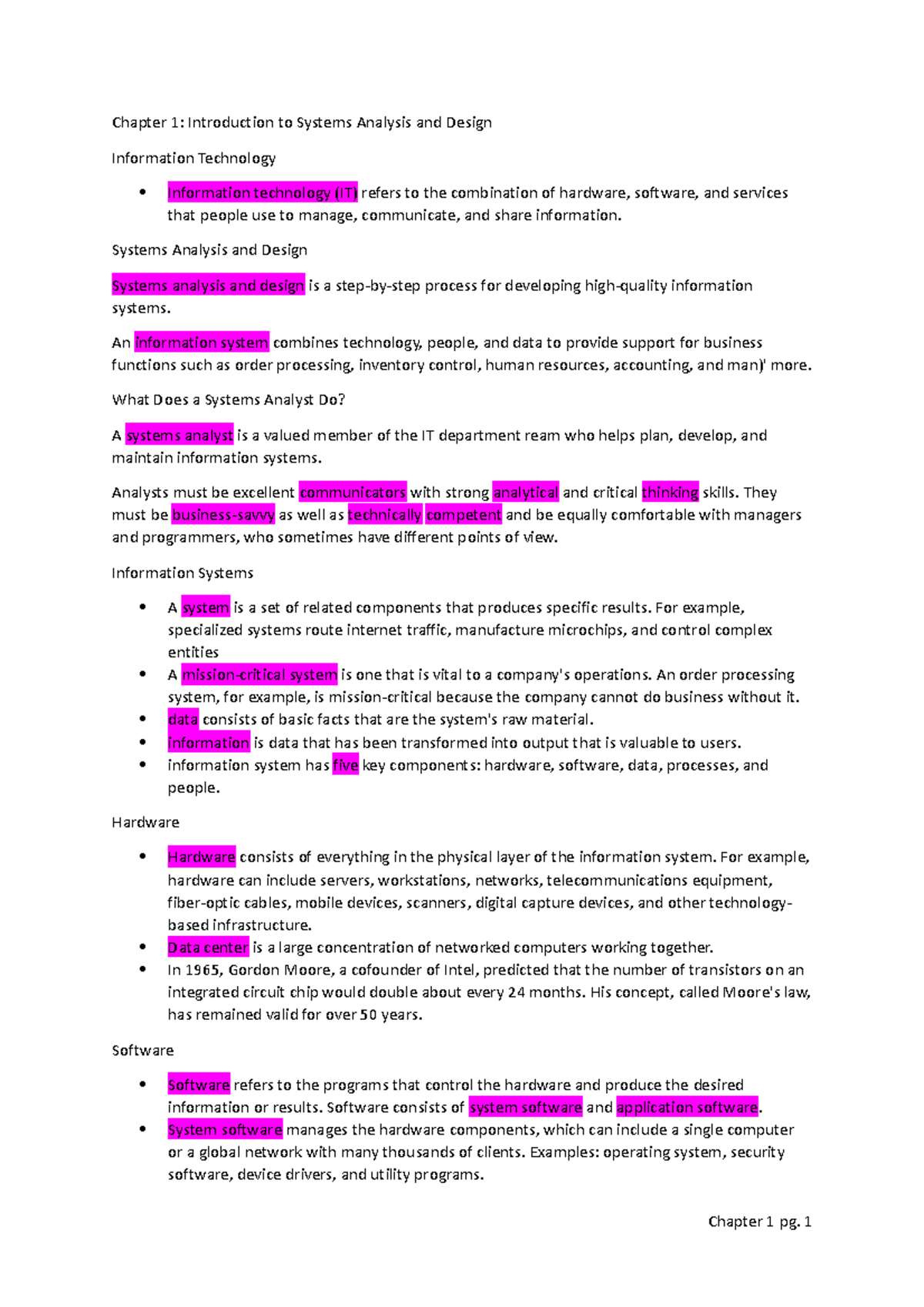 Chapter 1 SAD - Chapter 1: Introduction to Systems Analysis and Design ...