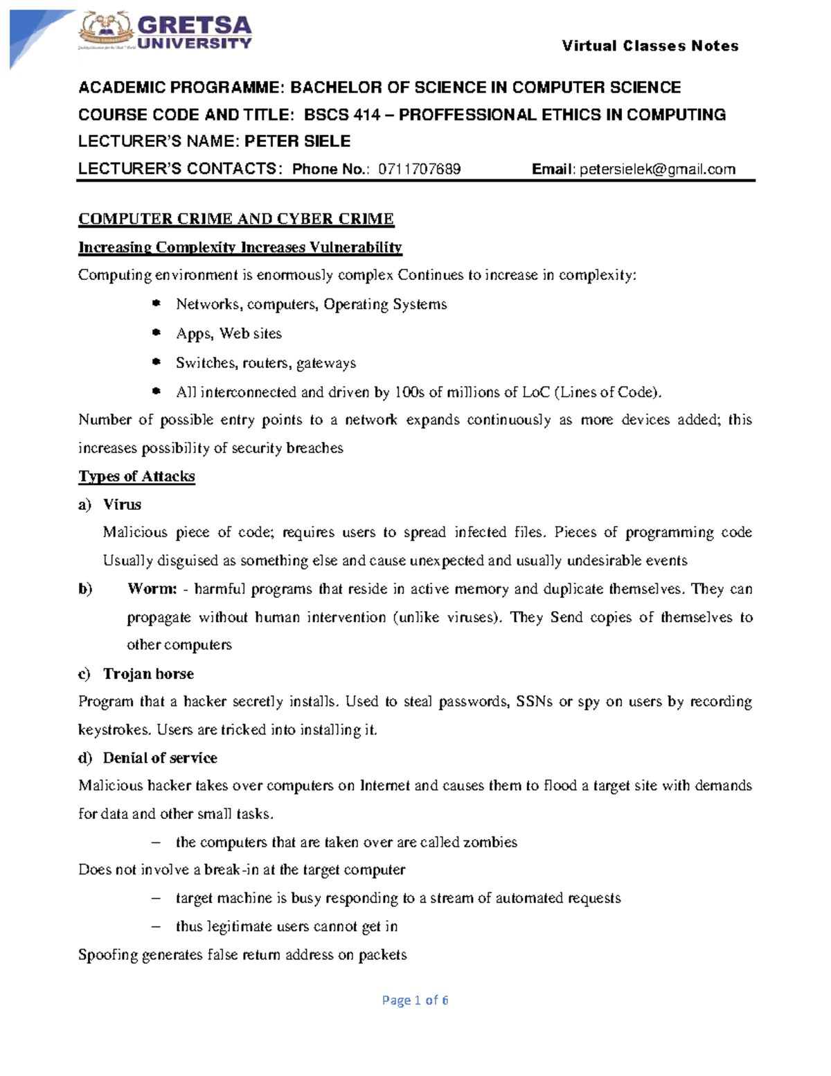 Bscs 414 - Lecture Notes 4 - Computer Crime and cyber Crime - Virtual ... Bscs 414 - Lecture Notes 4 - Computer Crime and cyber Crime - Virtual ...