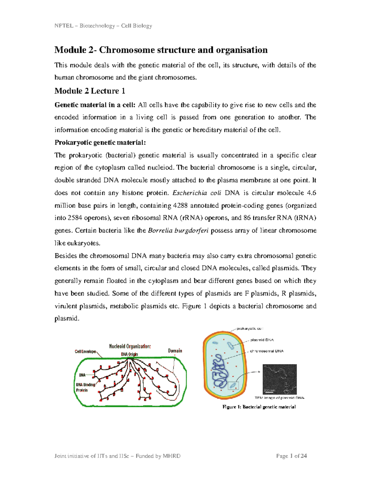 Mod2 cell biology basics - NPTEL – Biotechnology – Cell Biology Module ...
