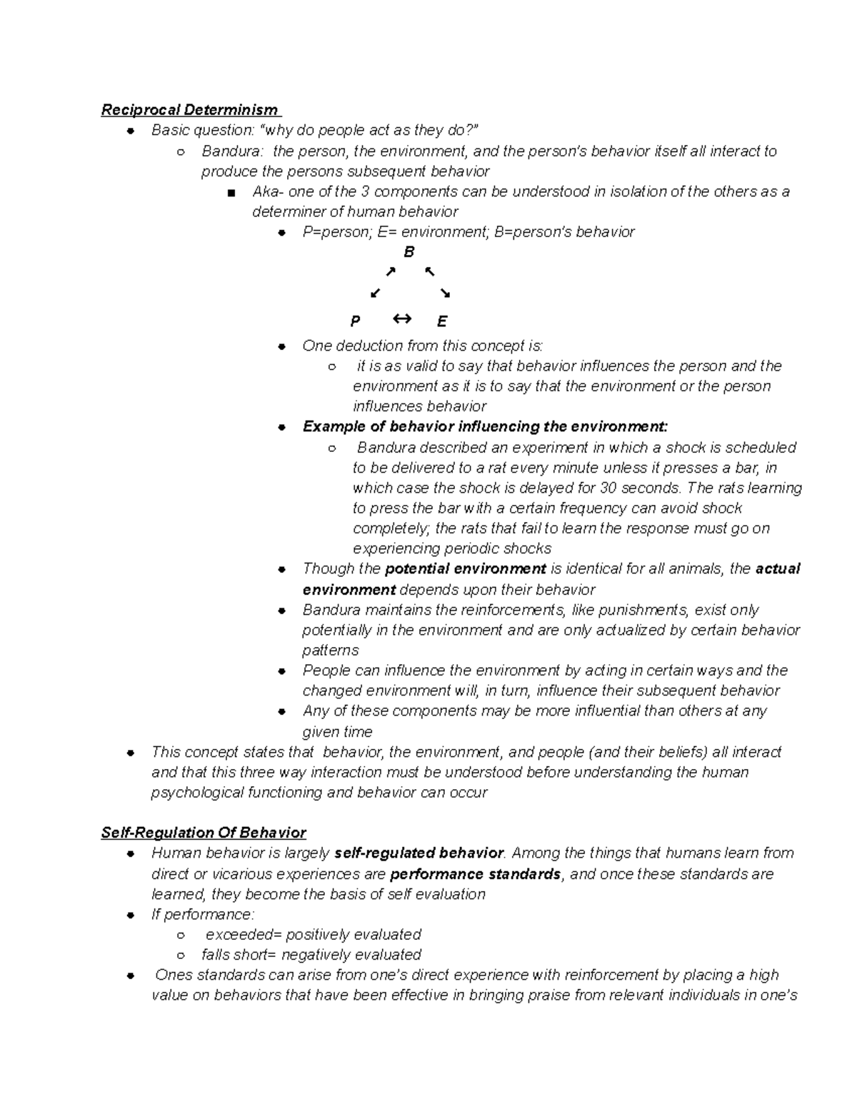 Albert Bandura Ch. 13-Part 2 - Reciprocal Determinism Basic question ...