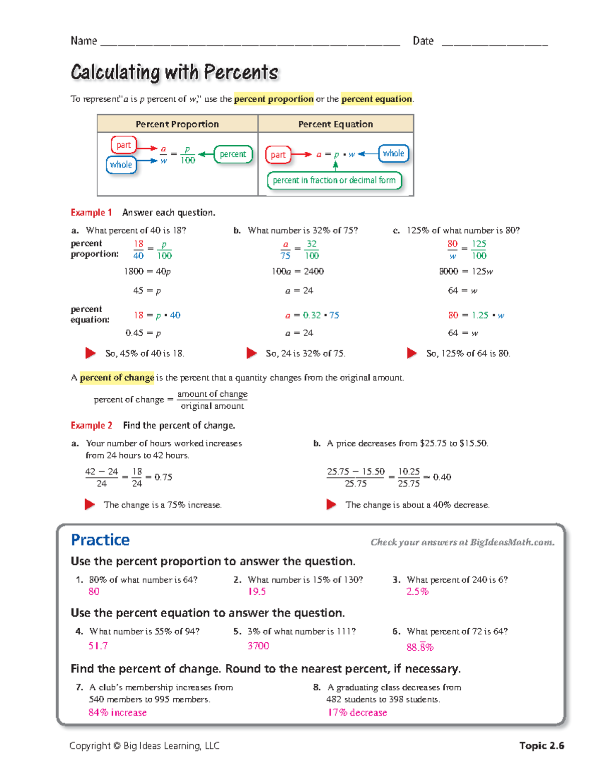 Hscc srh 0206 a - Answer key - Copyright © Big Ideas Learning, LLC ...