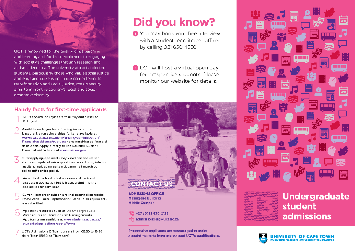 UCT Fact Sheet 13 Admissions - Undergraduate student admissions 13 ...