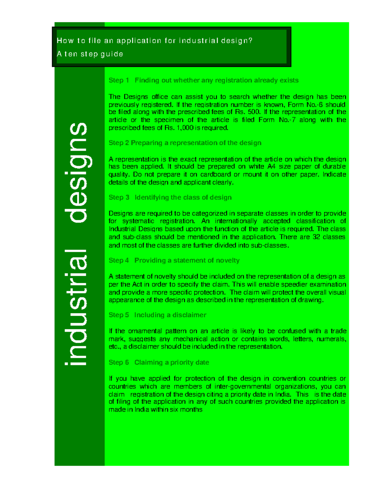 Ten steps to design application - industrial designs Step 1 Finding out ...