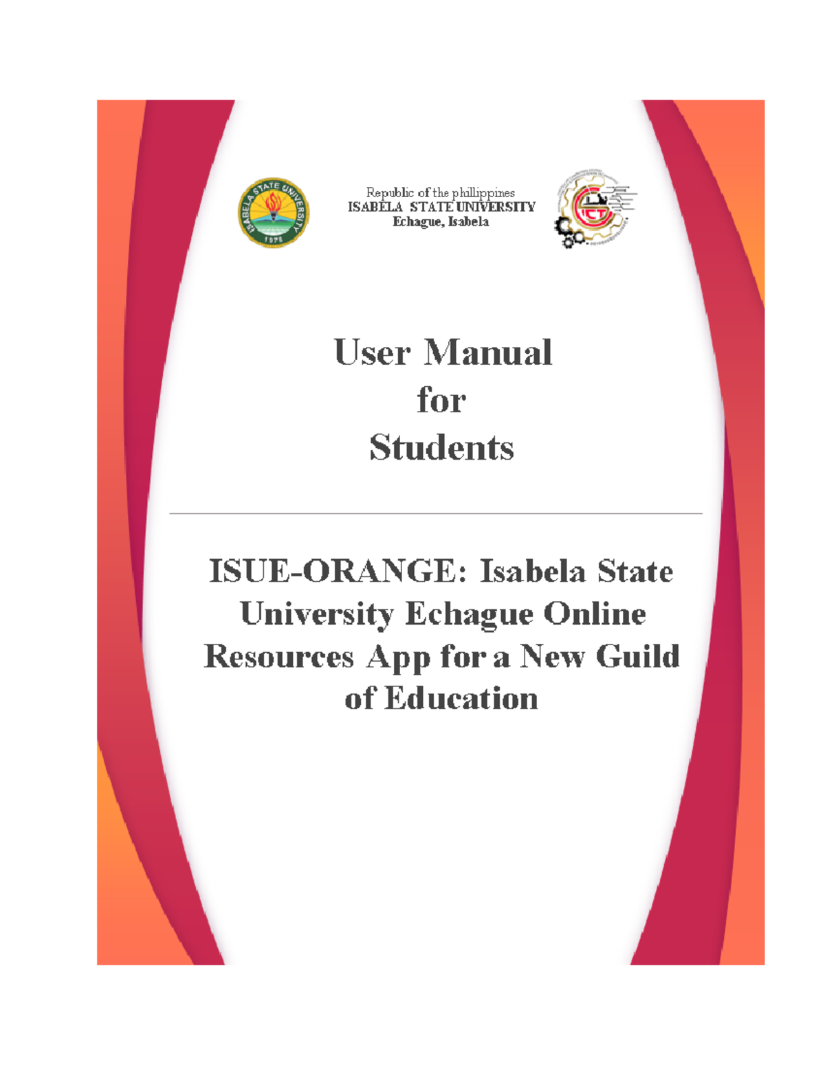 User Manual for Students - STUDENT’S SIDE Login First go to isu-orange ...