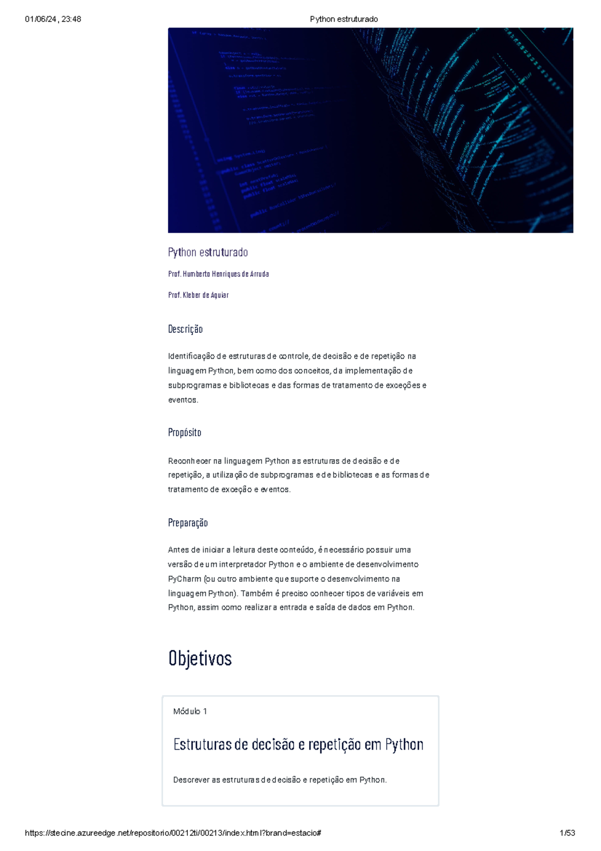 Tema 4 Python estruturado - Python estruturado Prof. Humberto Henriques ...