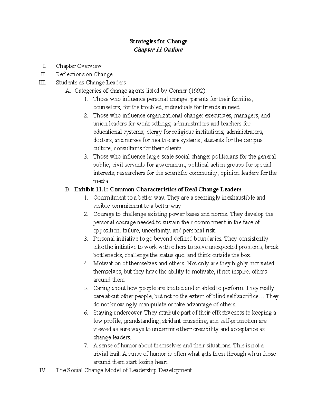 COUN 350 Chapter 11 Outline - Strategies for Change Chapter 11 Outline ...