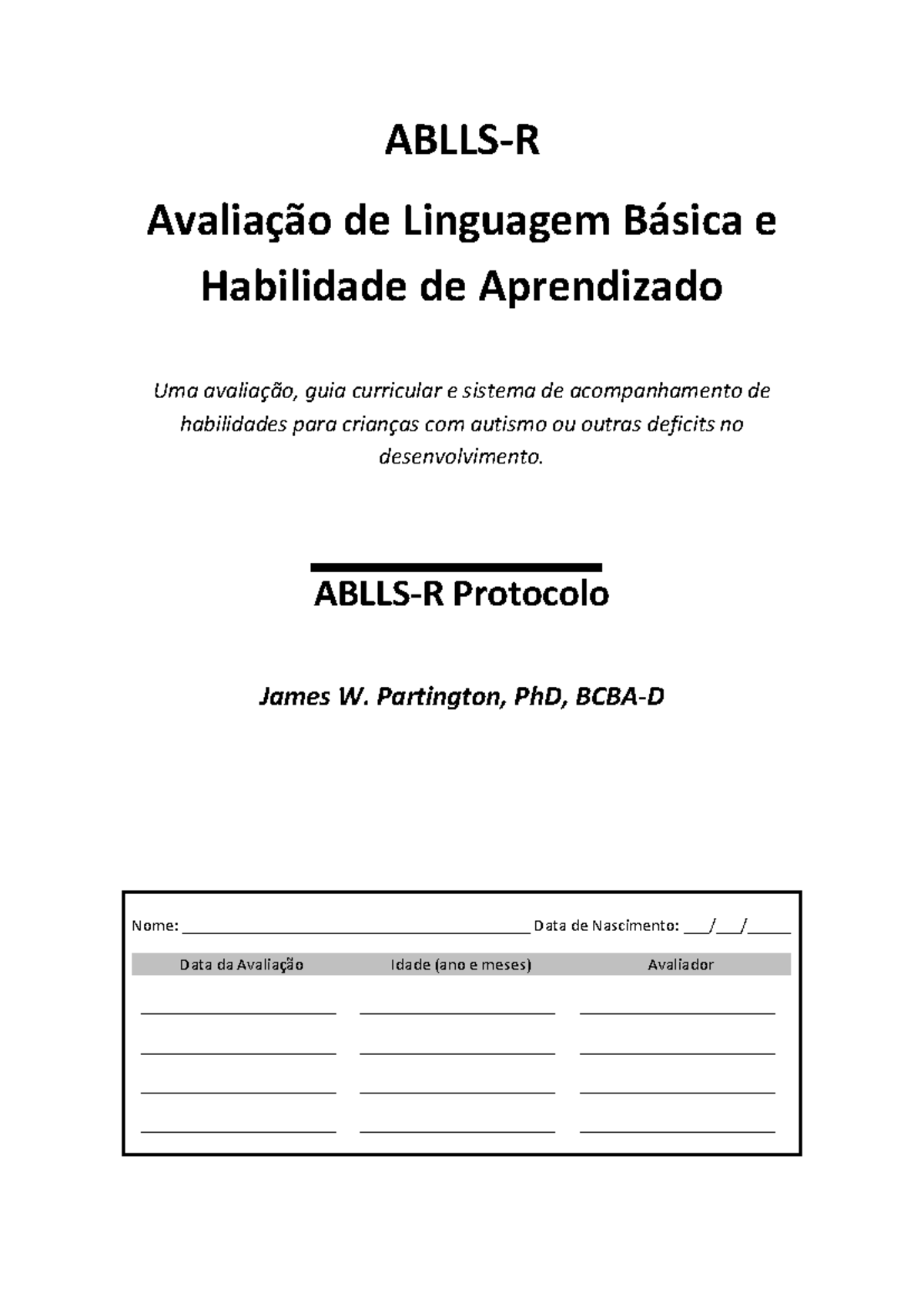 Ablls - R - Inventário - ABLLS-R Avaliação de Linguagem Básica e ...