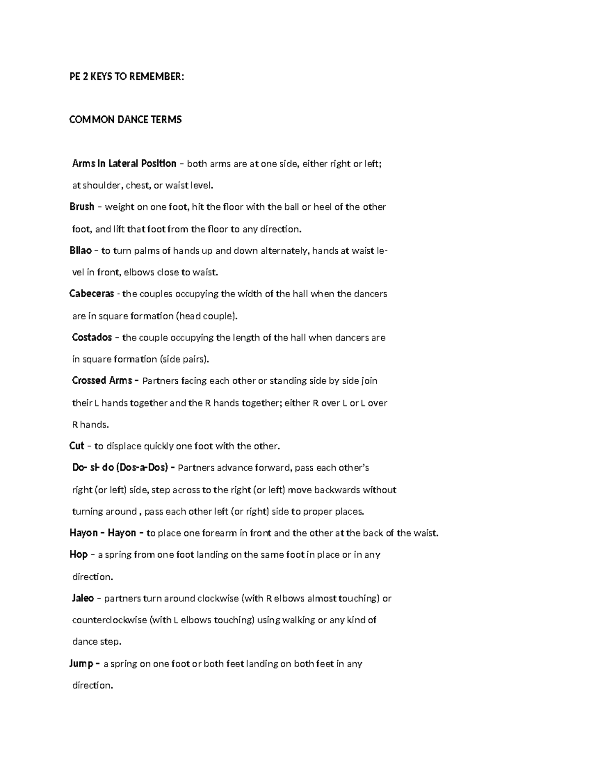 PE 2 KEYS TO Remember - physical education keys - PE 2 KEYS TO REMEMBER ...