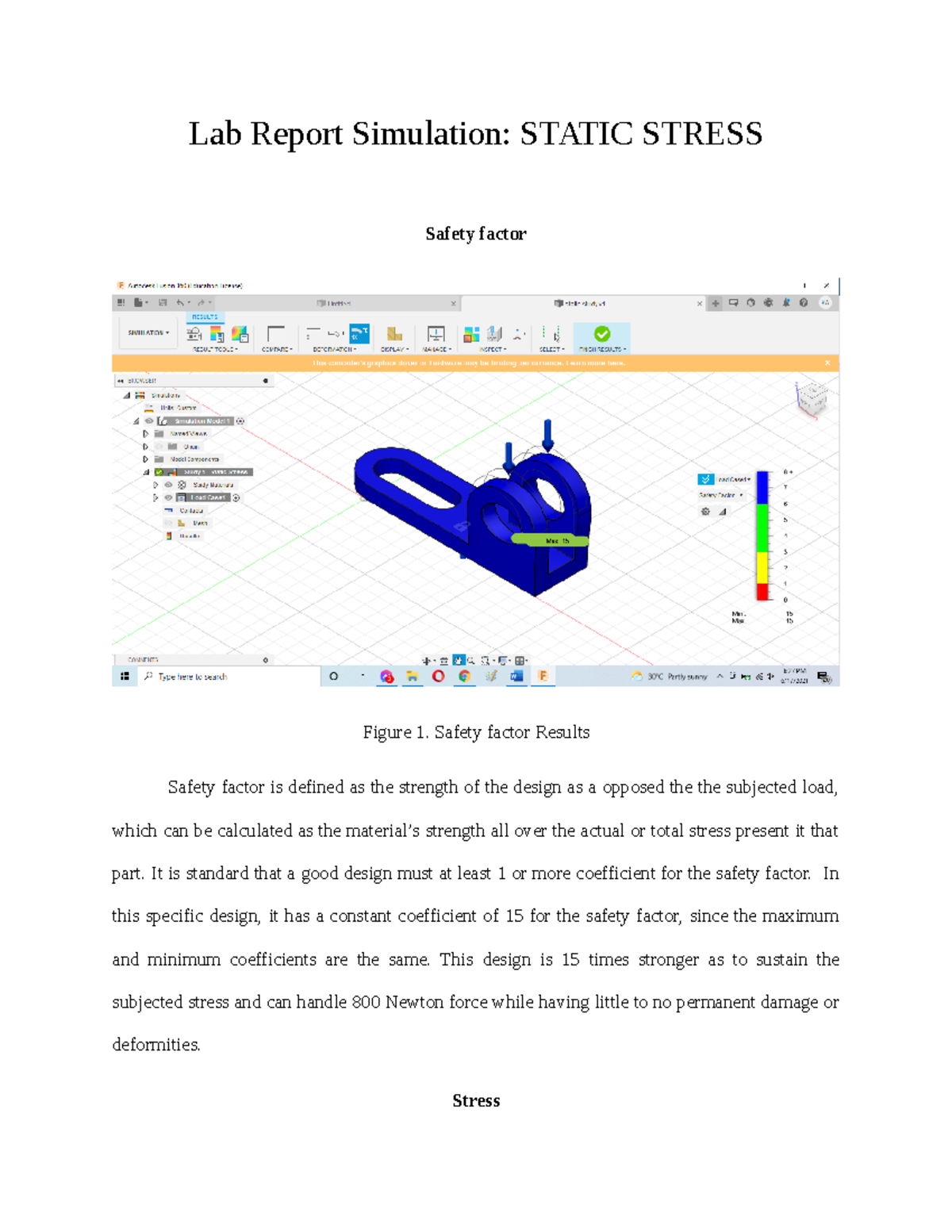 Lab Report Simulation Static Stress Lab Report Simulation Static