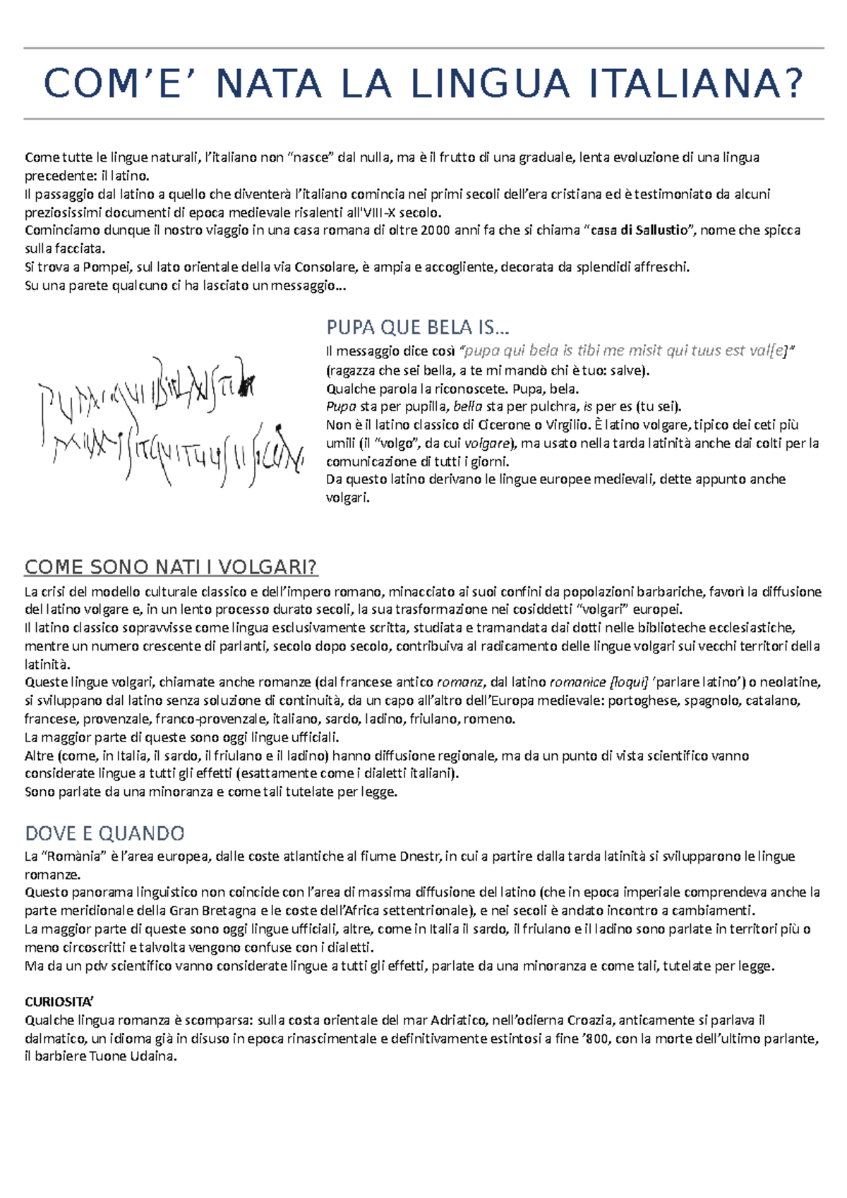SITO Linguistica - ,,,,,, - COM’E’ NATA LA LINGUA ITALIANA? Come tutte ...