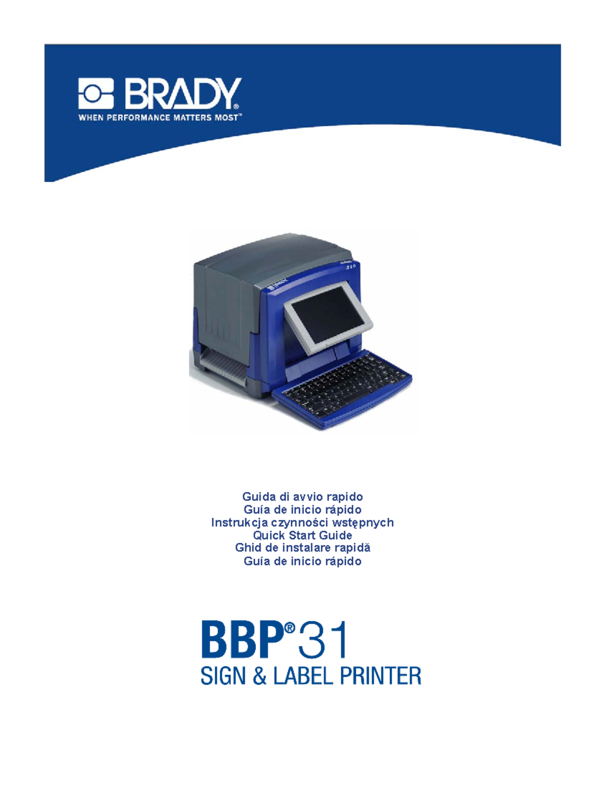 BBP31 Quick Start IT PT PL EN RO ES - Quick Start Guide Guida di avvio ...