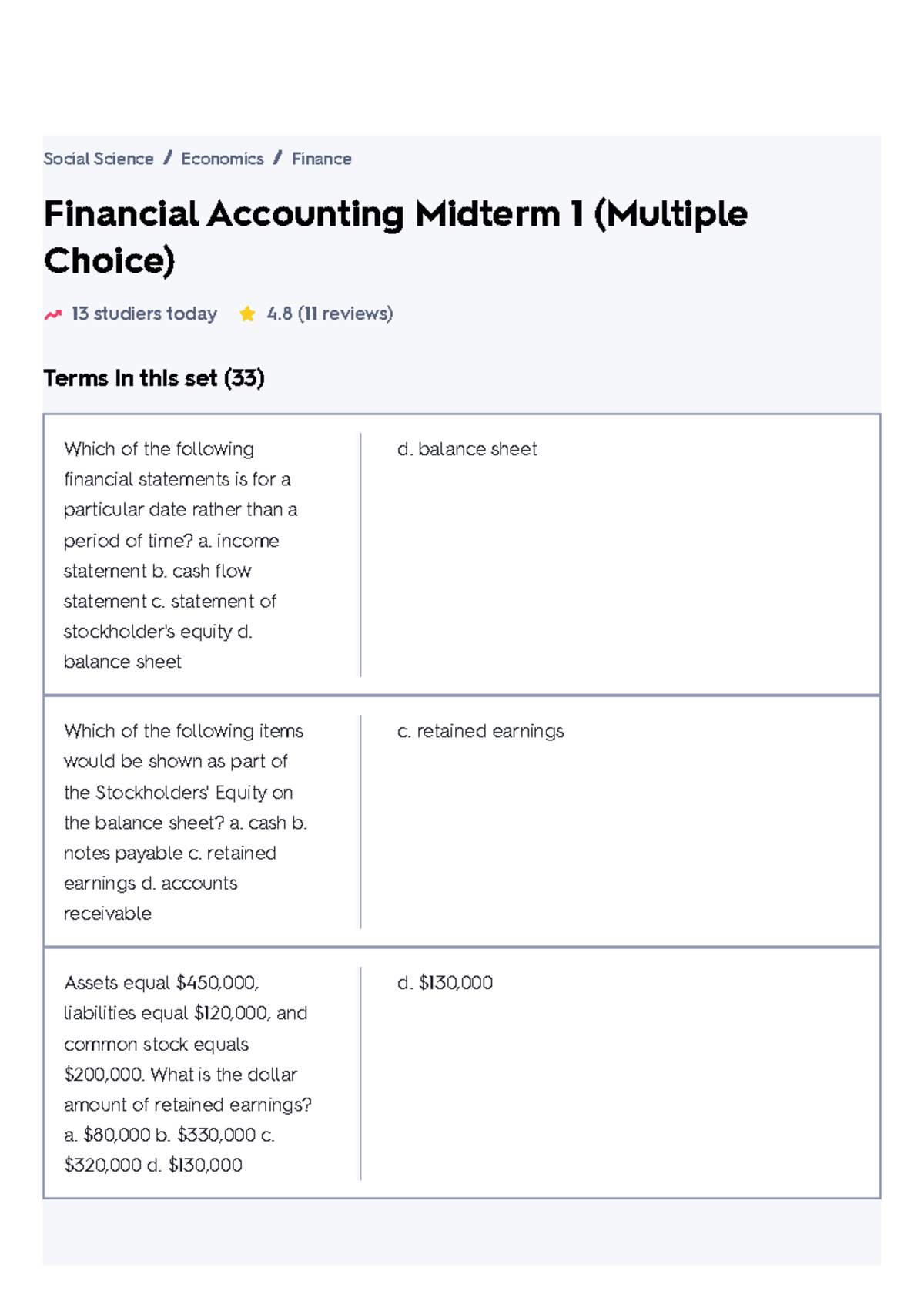 Financial Accounting Midterm 1 (Multiple Choice) Flashcards - Financial Accounting Midterm 1 ...