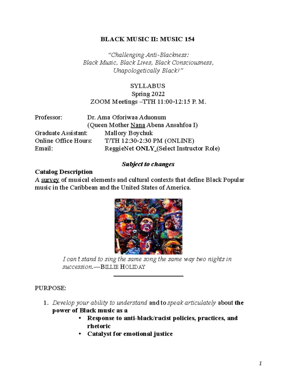 154 S 22 Syllabus For Class - BLACK MUSIC II: MUSIC 154 “Challenging ...