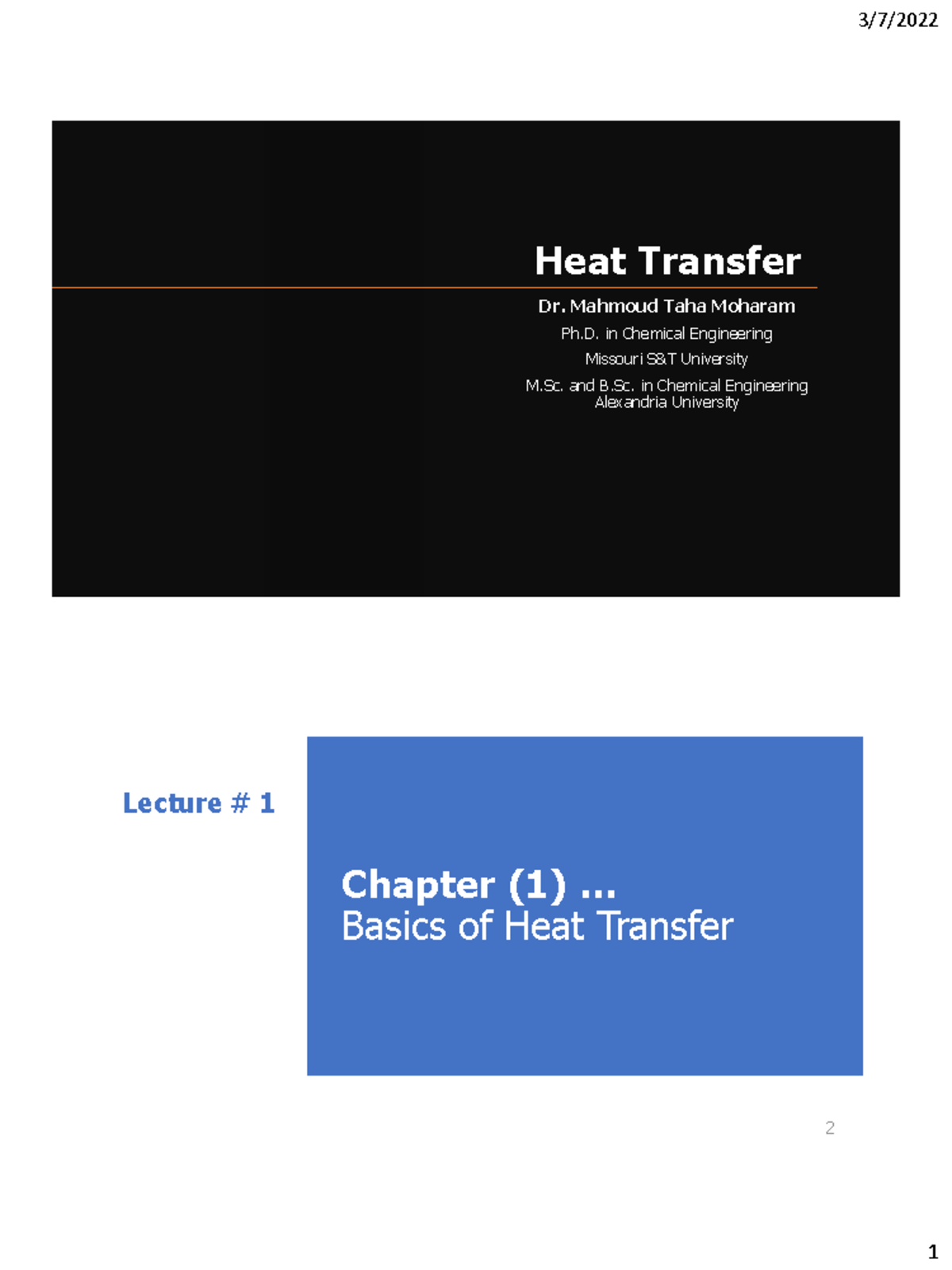 Heat Transfer Lecture notes - Heat Transfer Dr. Mahmoud Taha Moharam Ph ...