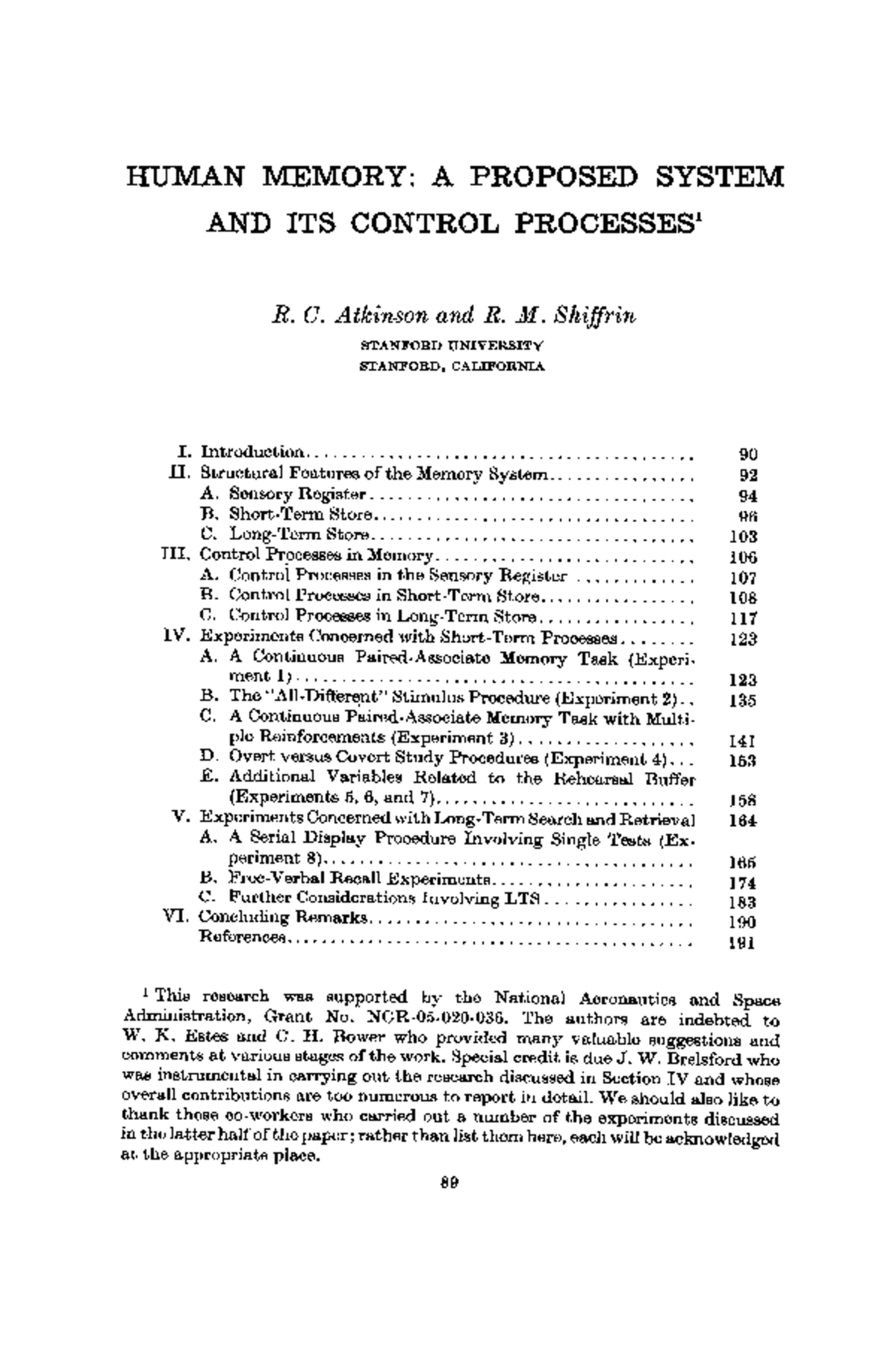 Atkinson & Shiffrin 1968 - Methodologie - Studeersnel
