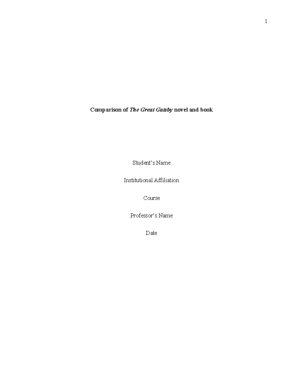 Comparison of The Great Gatsby novel and book - Comparison of The Great ...