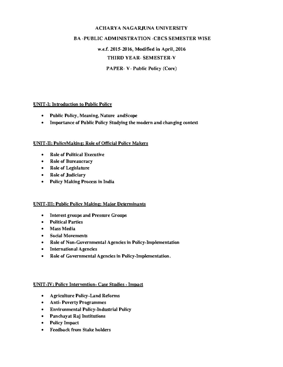 3426VS Univ Nlr B.A Public Admin Vth Sem 2016 Syllabus - ACHARYA ...