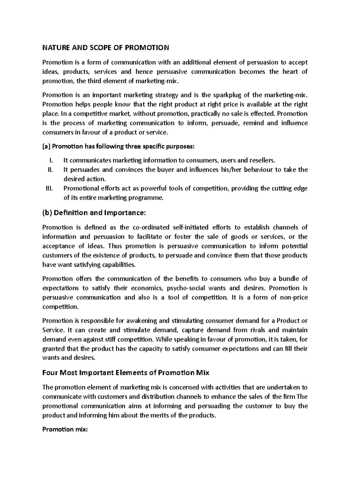 Nature AND Scope OF Promotion - NATURE AND SCOPE OF PROMOTION Promotion ...