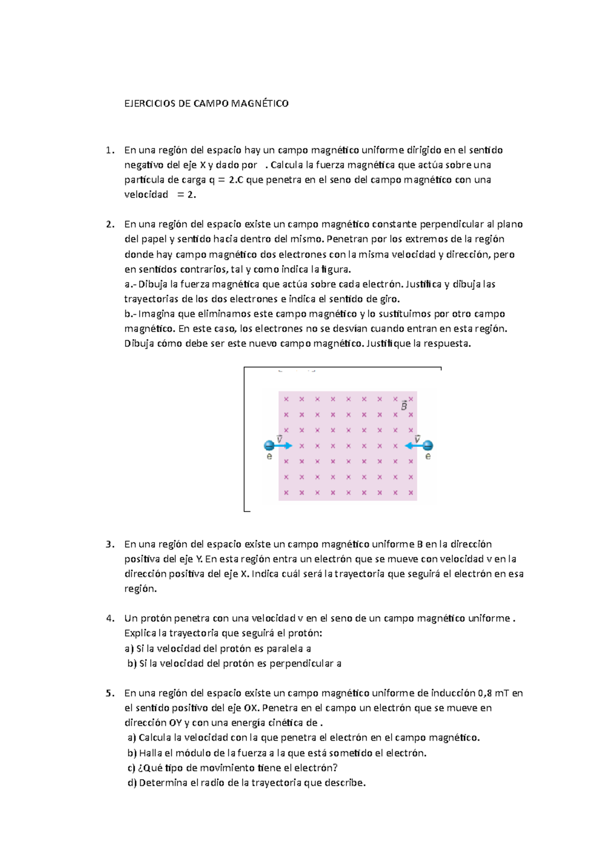 Ejercicios DE Campo Magnético - EJERCICIOS DE CAMPO MAGNÉTICO En una ...