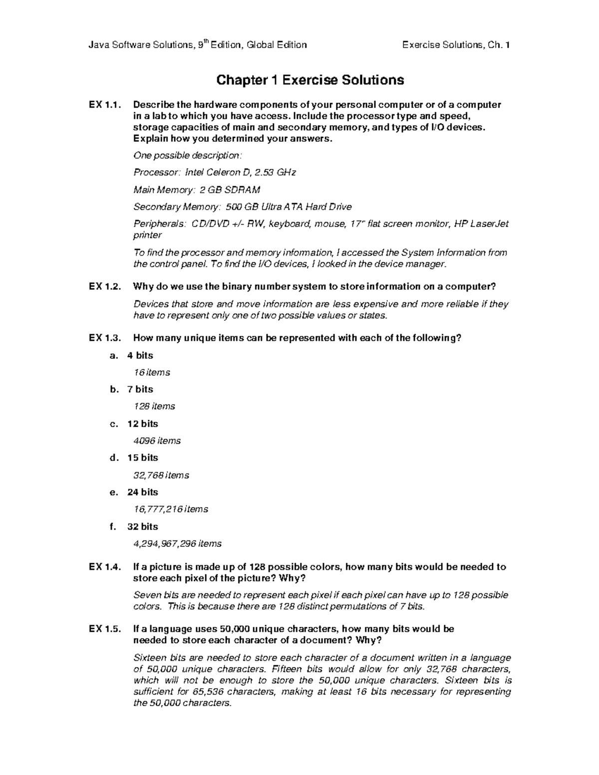 Chap01 Exercise Solutions - Programming - Chapter 1 Exercise Solutions ...
