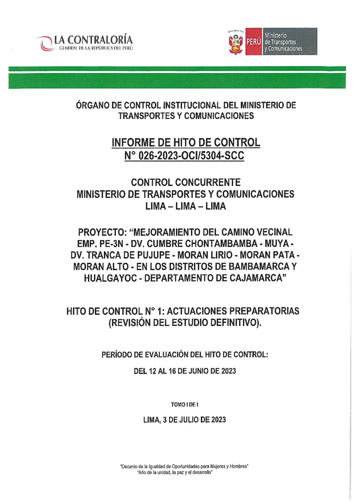 INF. DE HITO DE Control Nº 026-2023-OCI-5304-SCC - Legislación Y Normas ...