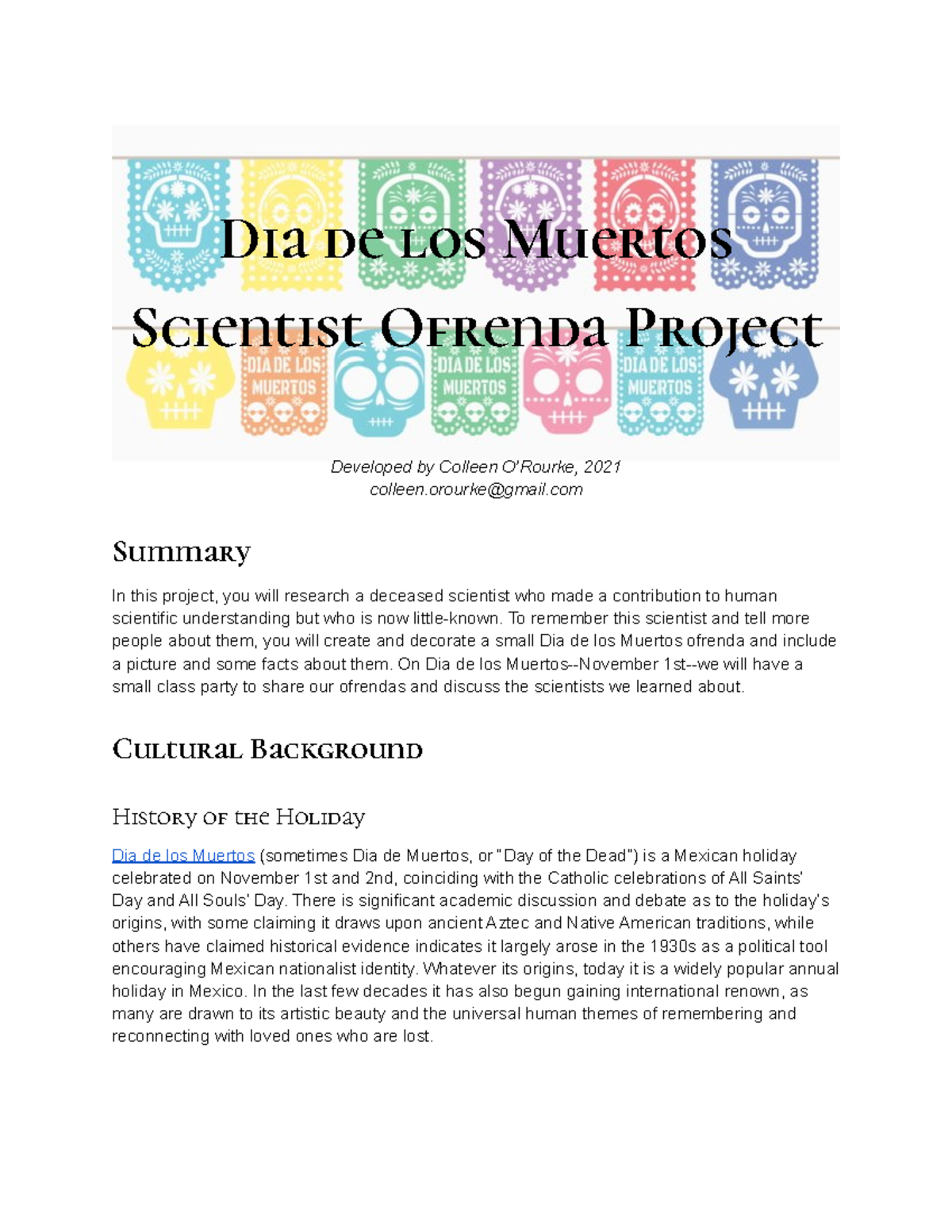 22 23 Dia de los Muertos - Scientist Ofrenda Project - Dia de los ...