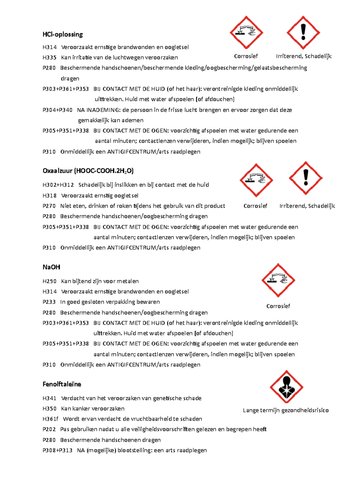Natriumhydroxide H En P Zinnen