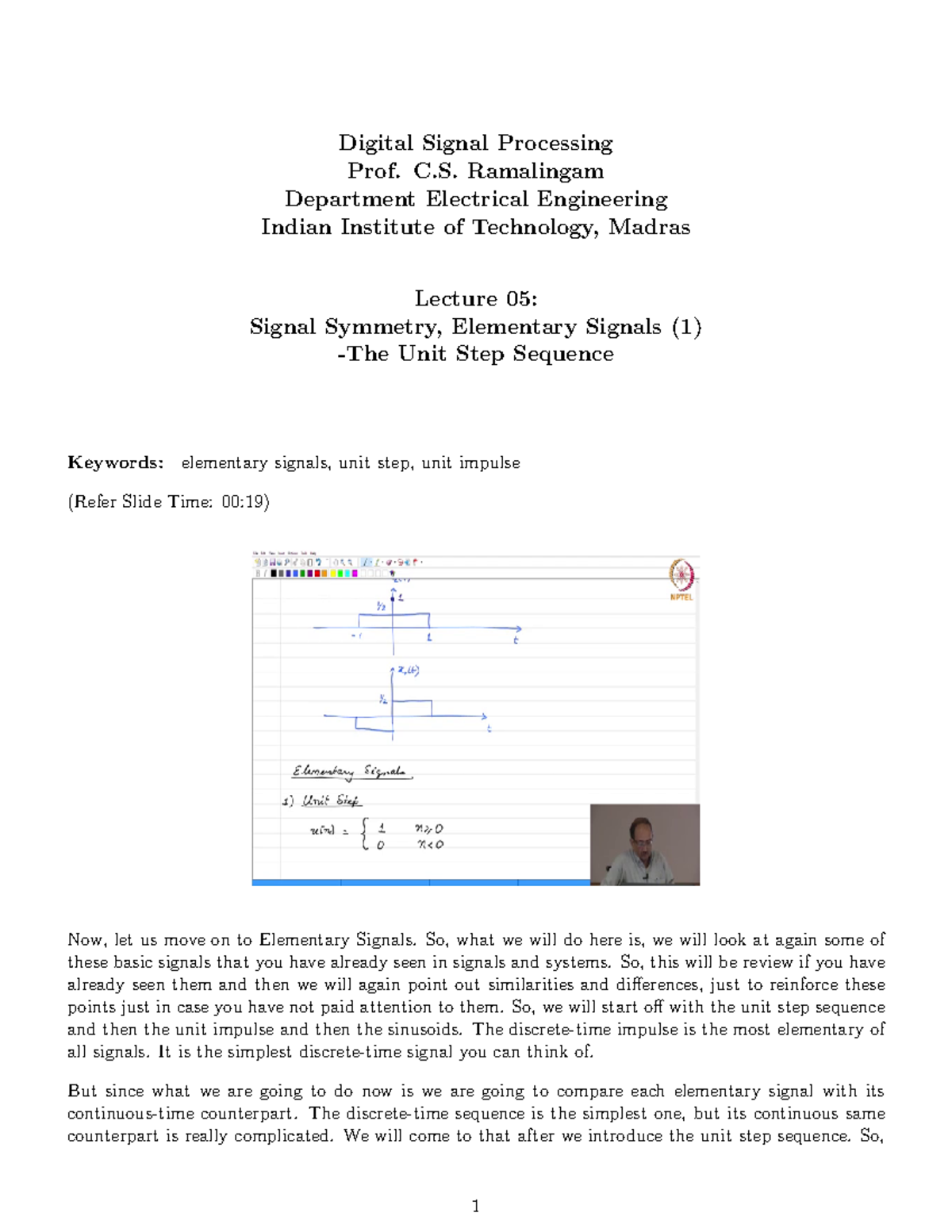 Lec5 - Notes given to students from Prefessor GN Gant - Digital Signal ...