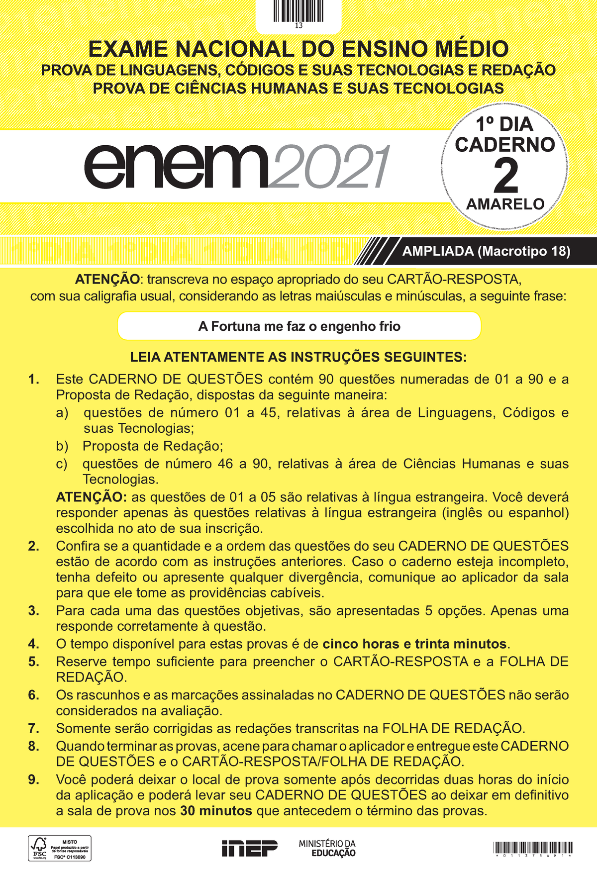 2021 PV impresso D1 CD2 ampliada - 2 ####### AMARELO 1202 MENE ENEM ...