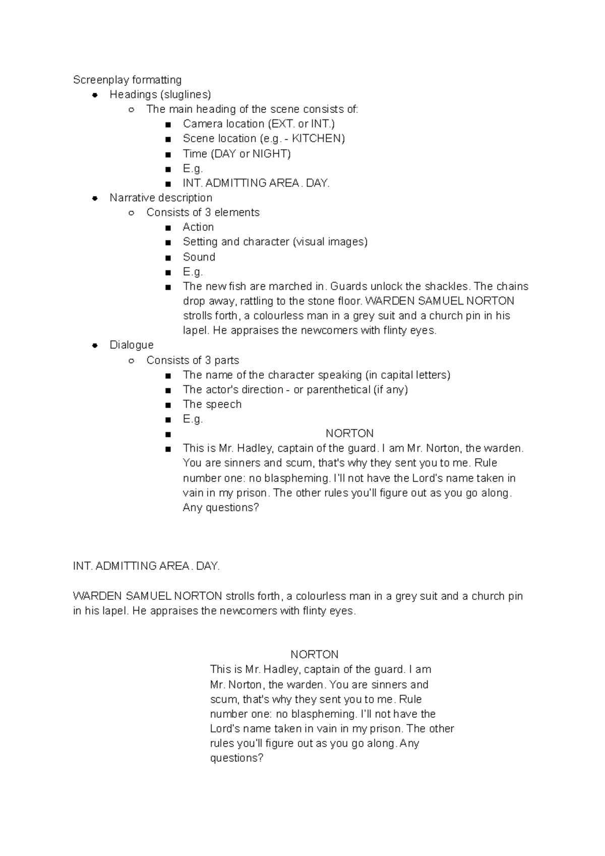 FC1903 HOW TO Format A Screenplay - Screenplay formatting Headings ...