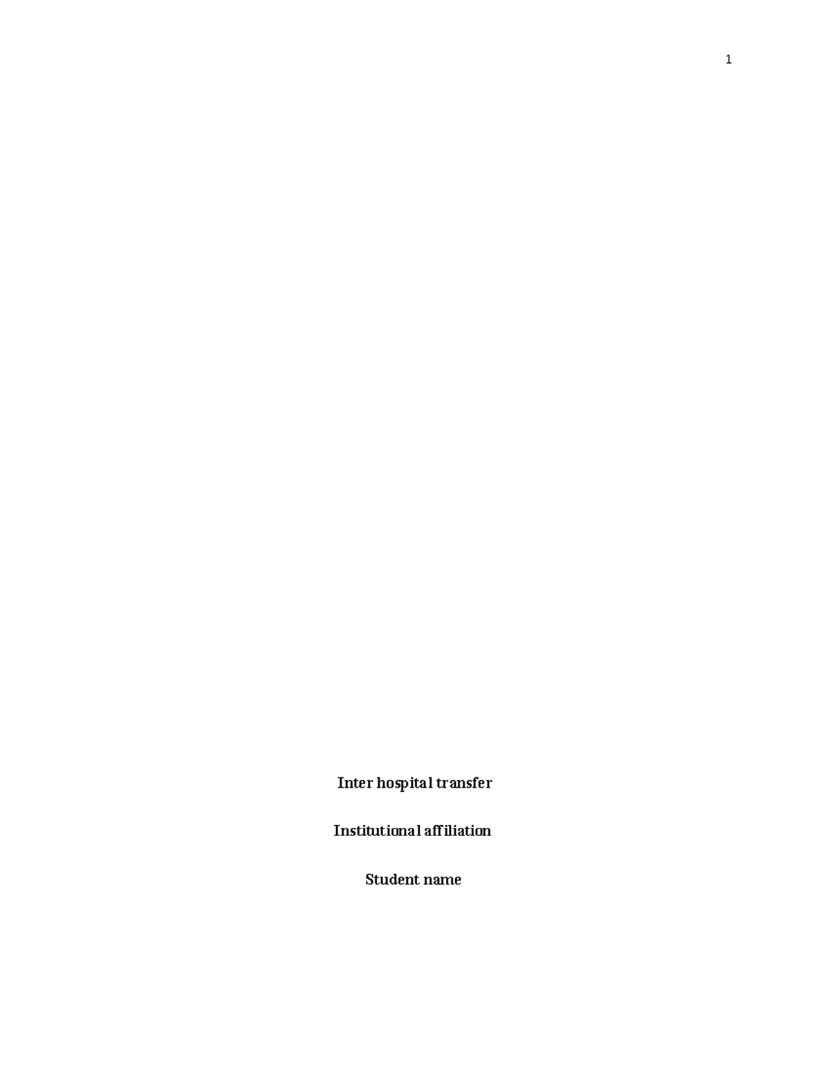 Inter Hospital Transfer Protocol for wellbeing of the Patient - Inter ...
