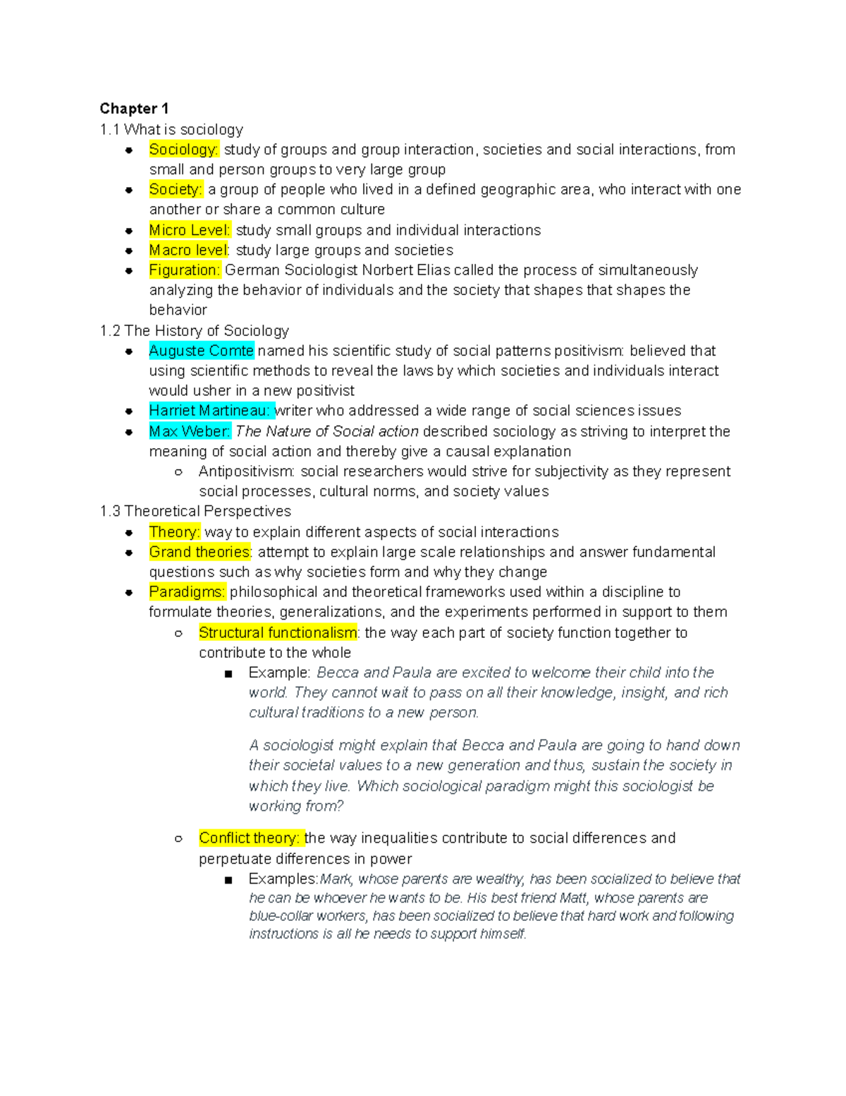 SOC 001 pt - Lecture and textbook notes - Chapter 1 1 What is sociology ...
