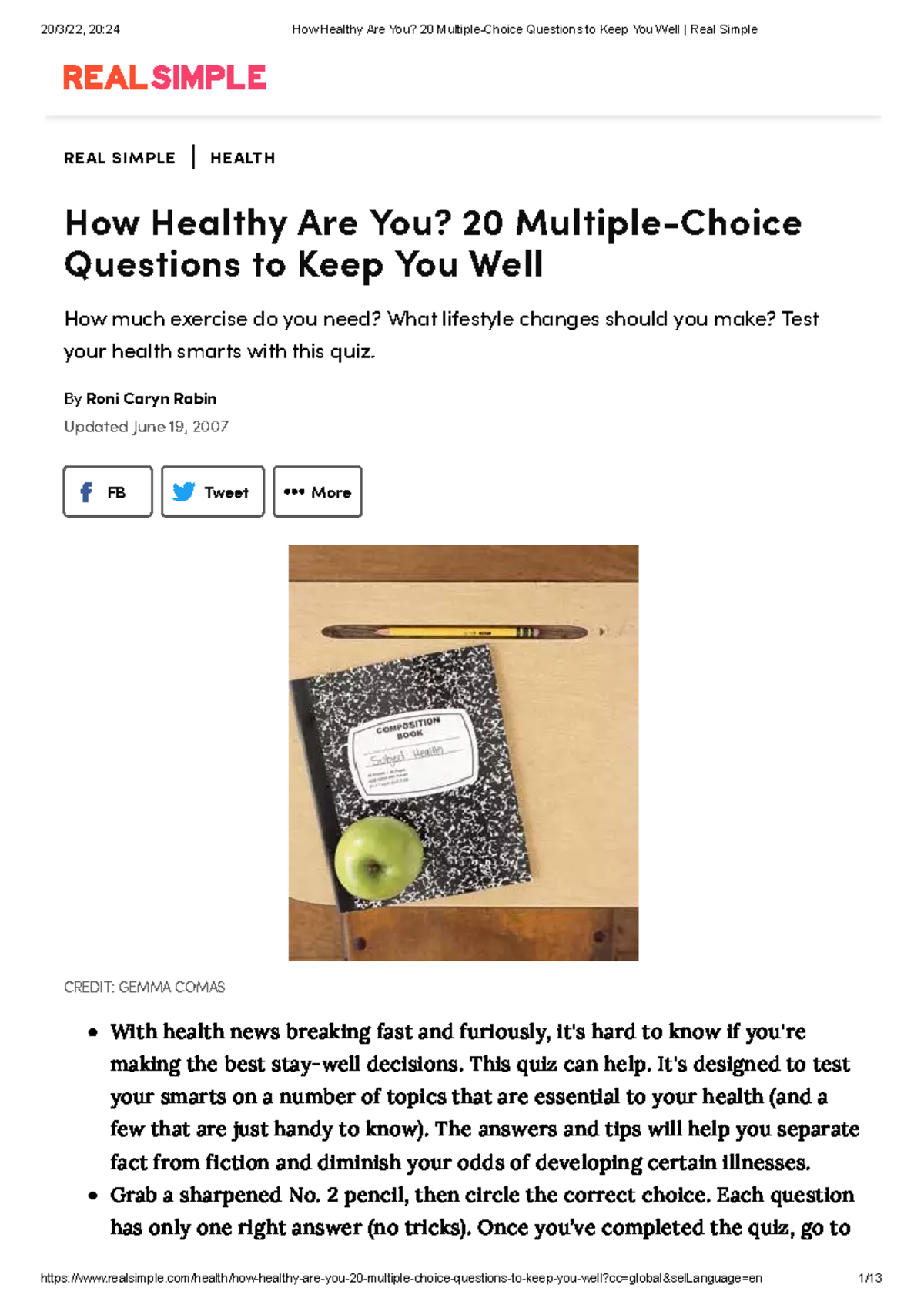 1-How Healthy Are You 20 Multiple-Choice Questions to Keep You Well ...