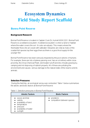 Biology depth study 2023-2024 HSC final - Depth Study Assessment Task ...