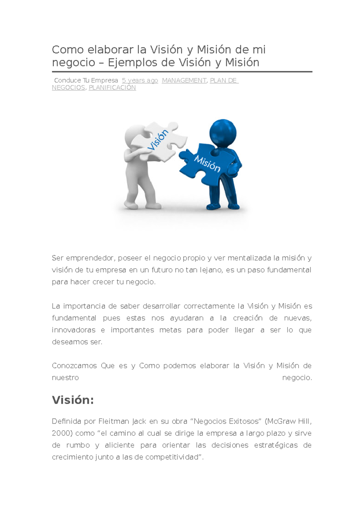 Politica de calidad vision mision - Como elaborar la Visión y Misión de ...