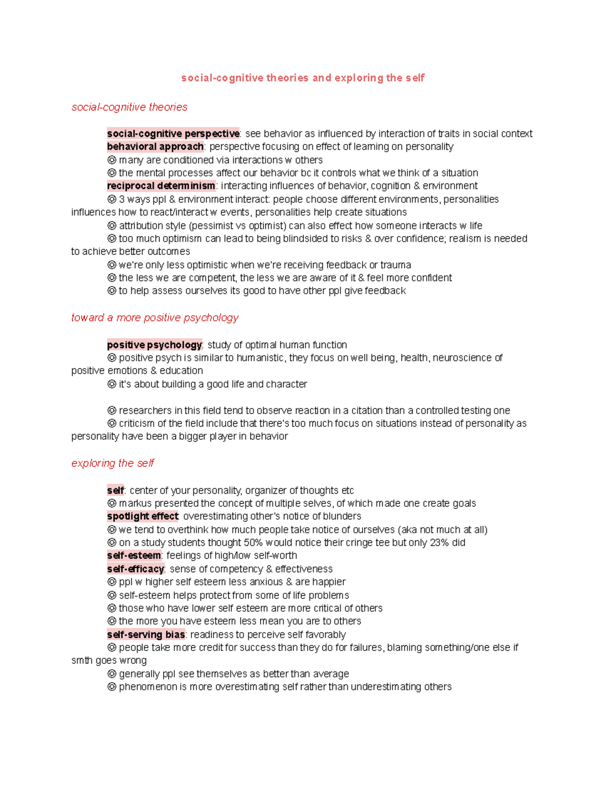 Social cog theories notes - social-cognitive theories and exploring the ...