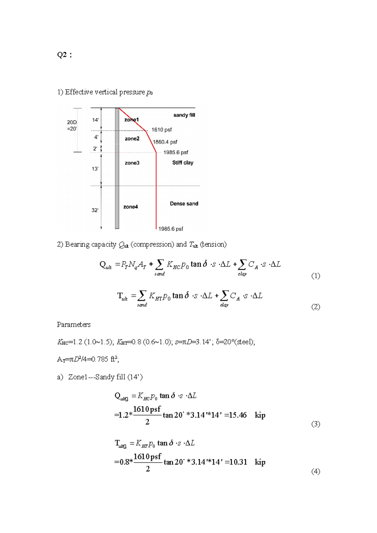cantilever foundation calculation for the embedment into soil ...