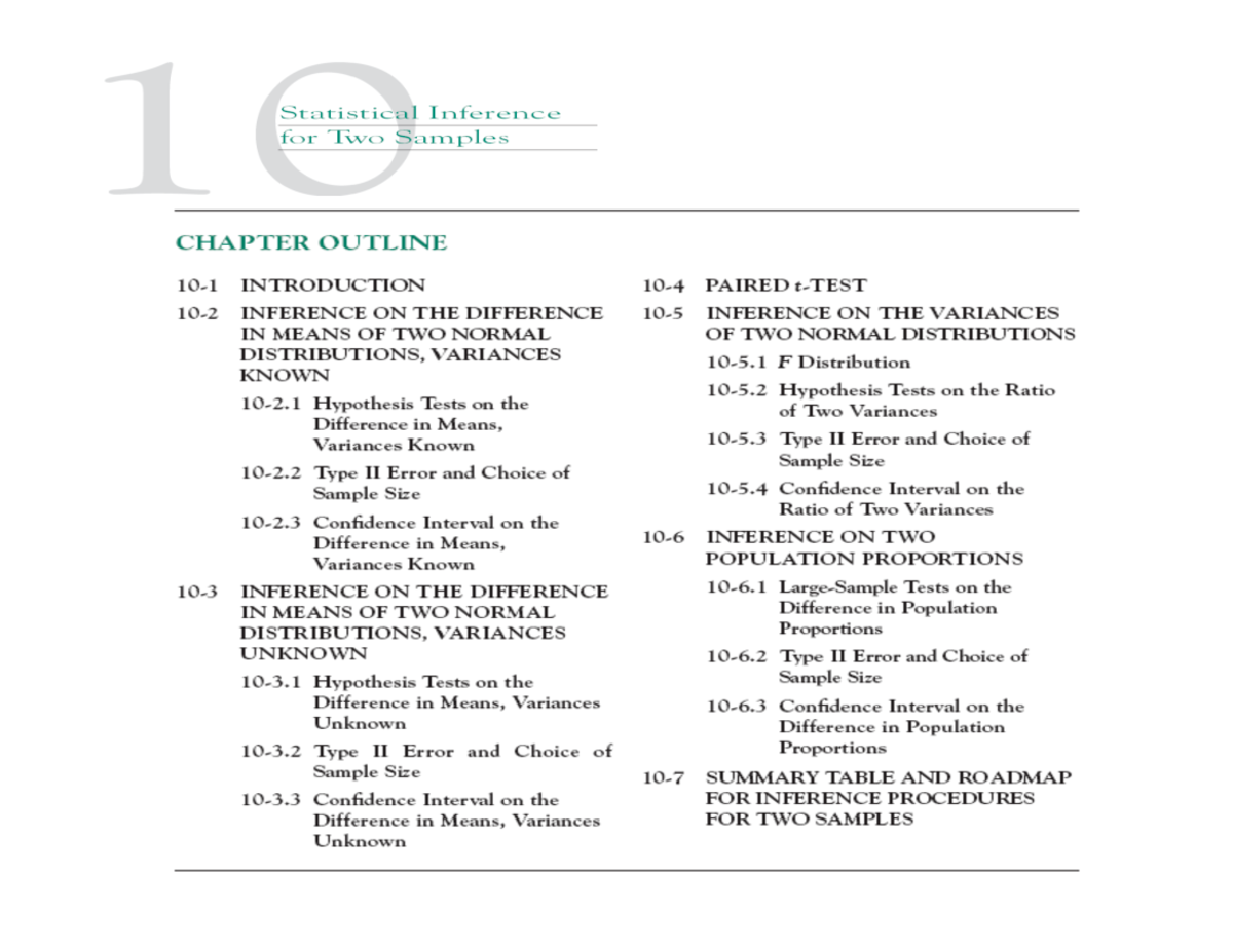 Statistical Inference FOR TWO Samples GOOD GOOD - 10-1 Introduction of ...