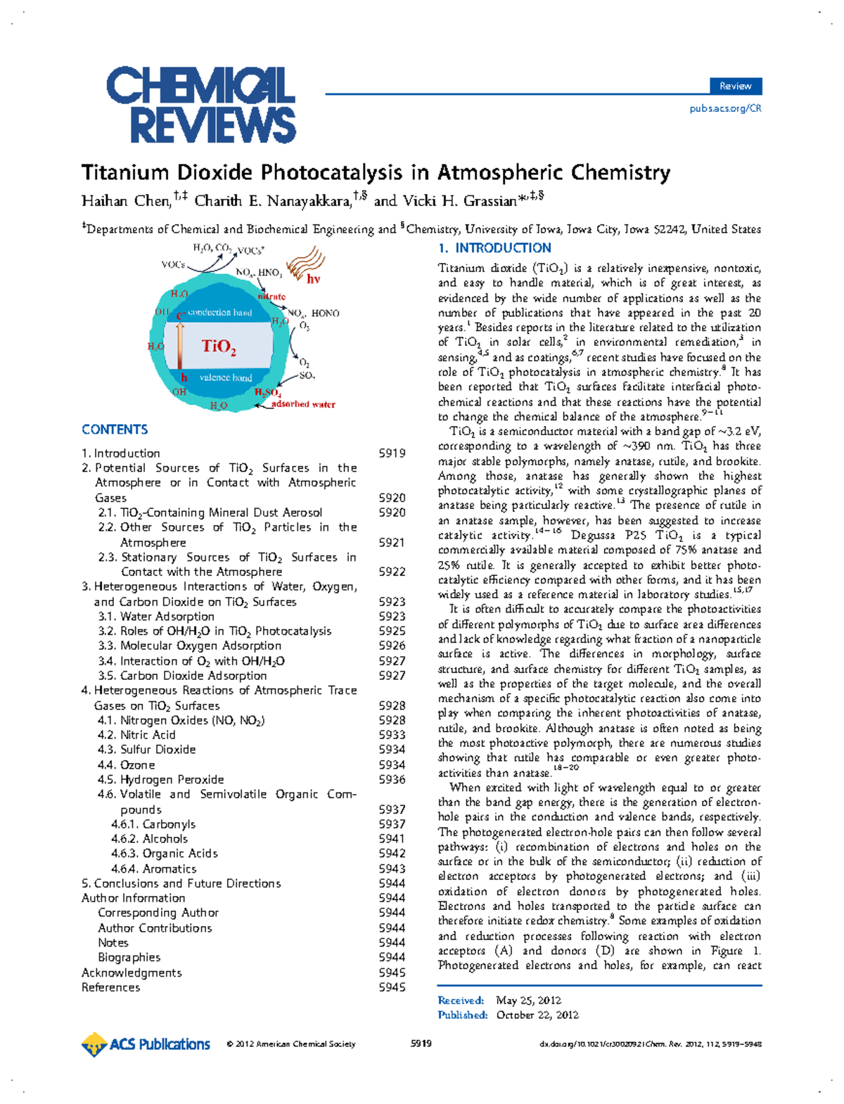 Titanium Dioxide Photocatalysis in Atmospheric Chemistry - Nanayakkara ...