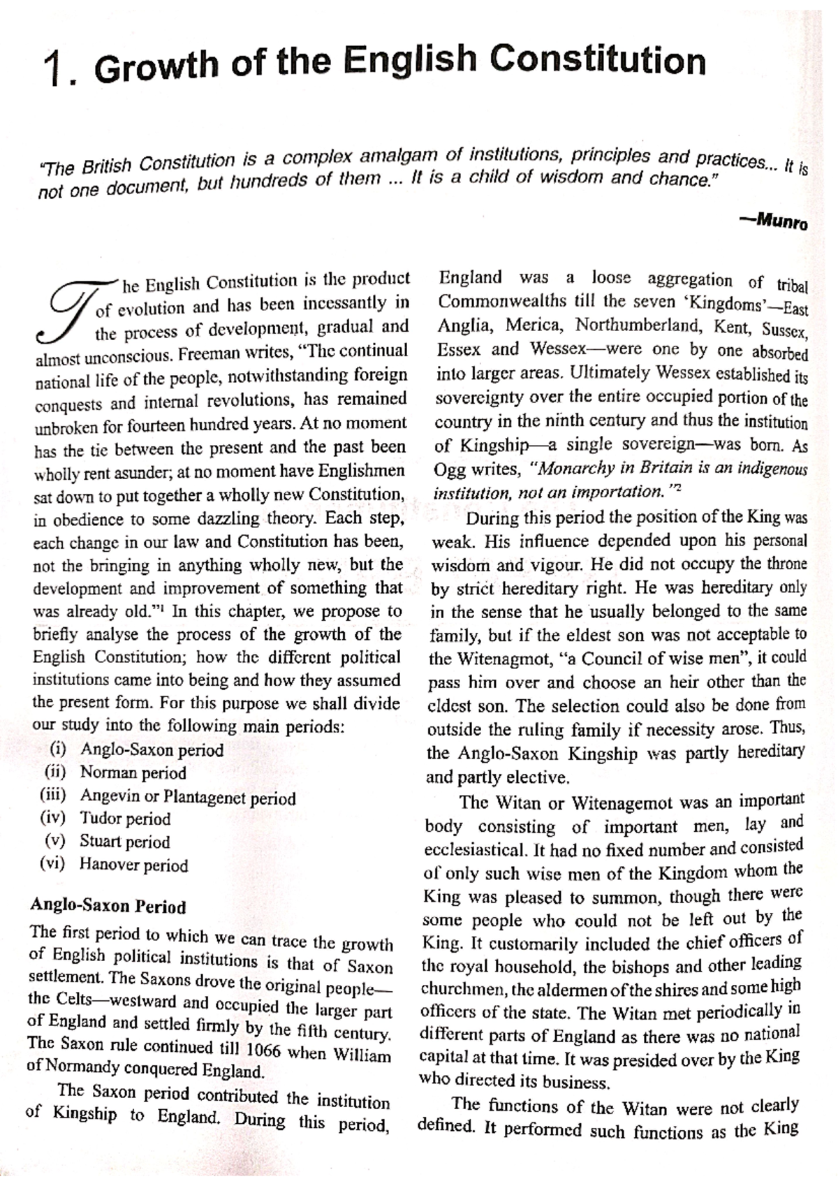 Growth of english Constitution - BaLLB - Studocu