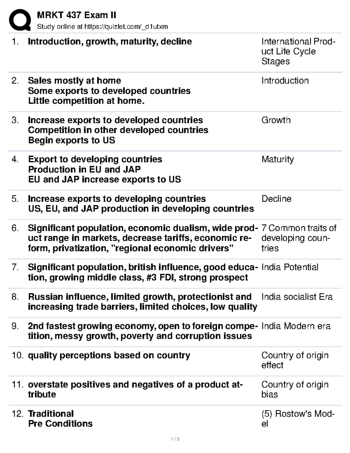 MRKT437 Exam II Review - International Marketing; Global Marketing; marketing research; MRKT 437 ...