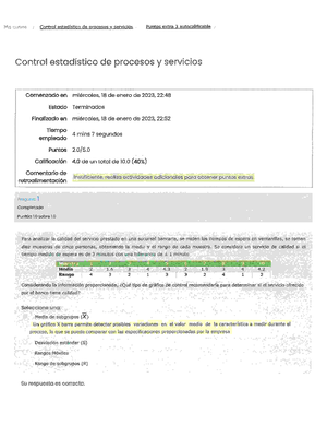 Autocalificable Semana-1 - Control estadístico de procesos y servicios - Studocu