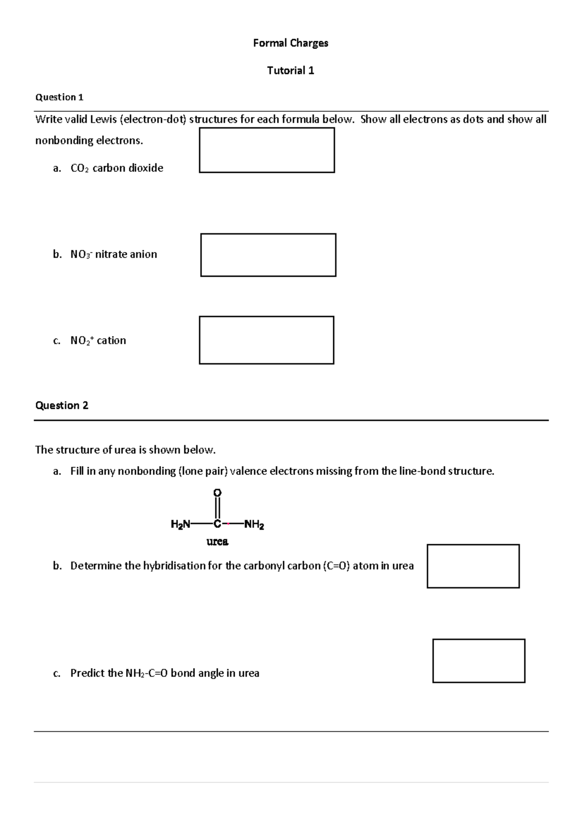 Tutorial 1- Formal Charges - Formal Charges Tutorial 1 Question 1 Write ...