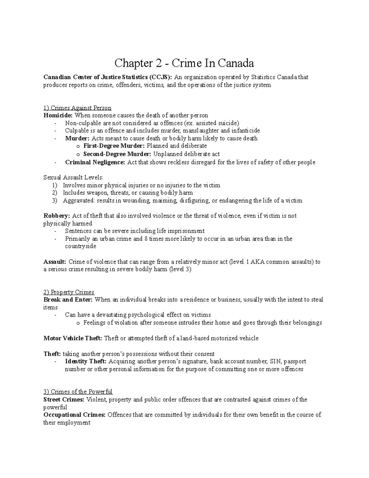 Chapter 2 - Textbook Notes - Chapter 2 - Crime In Canada Canadian ...