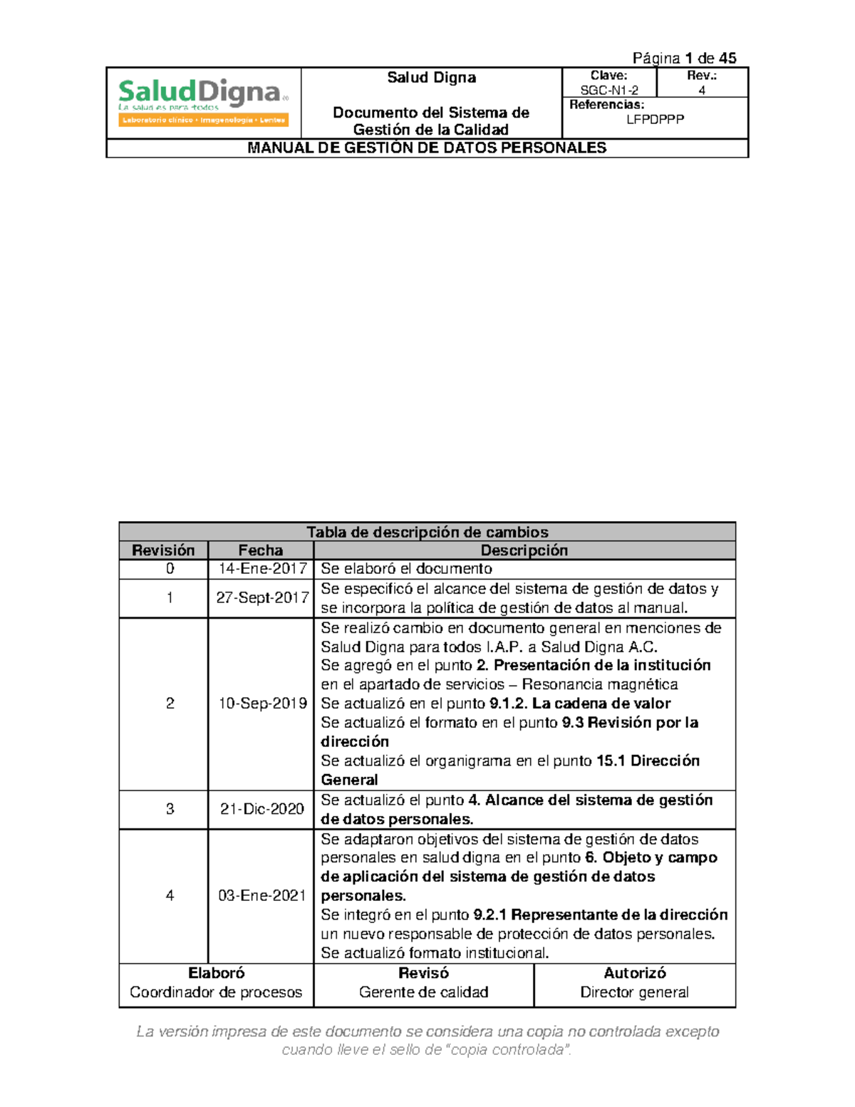 SGC-N1-2 Manual de gesti Ã³n de datos personales Rev. 4 - Salud Digna ...